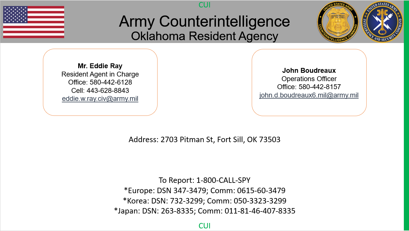 Army Counterintelligence (ACI) | Fort Sill | Oklahoma | Fires Center of ...